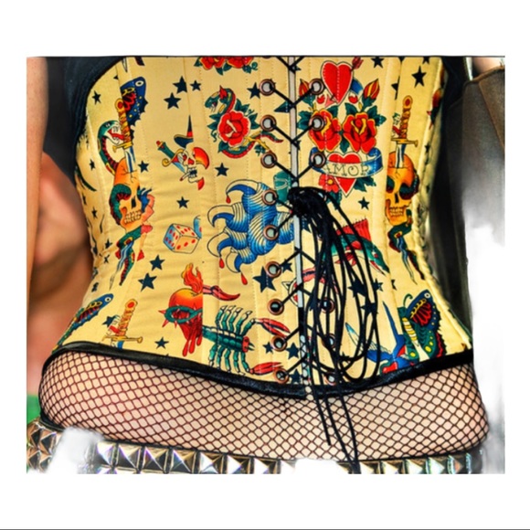VioGemini | Other | Steel Bonded Tattoo Print Corset | Poshmark